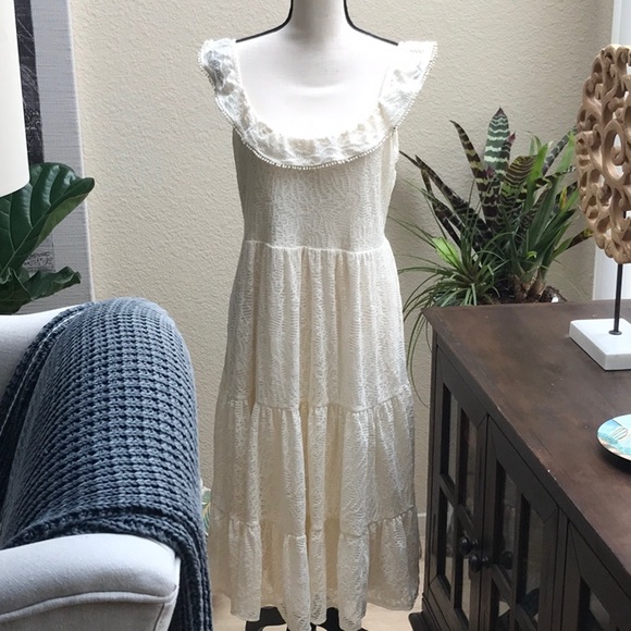 Anthropologie | Dresses | Anthropologie Maeve Brand Crochet Tiered Midi ...